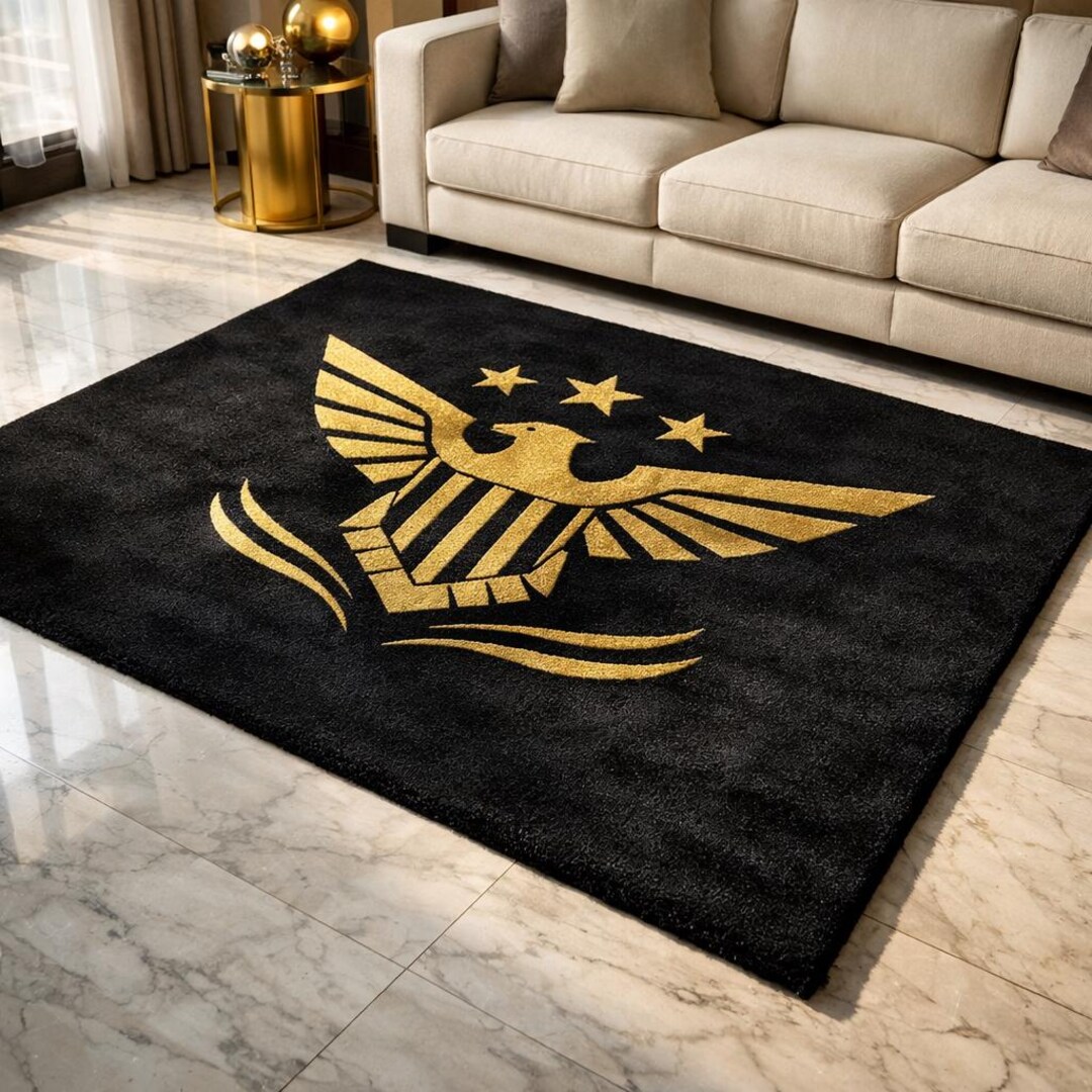 Luxury Black & Gold Eagle Design Hand Tufted Carpet | Modern Premium ...