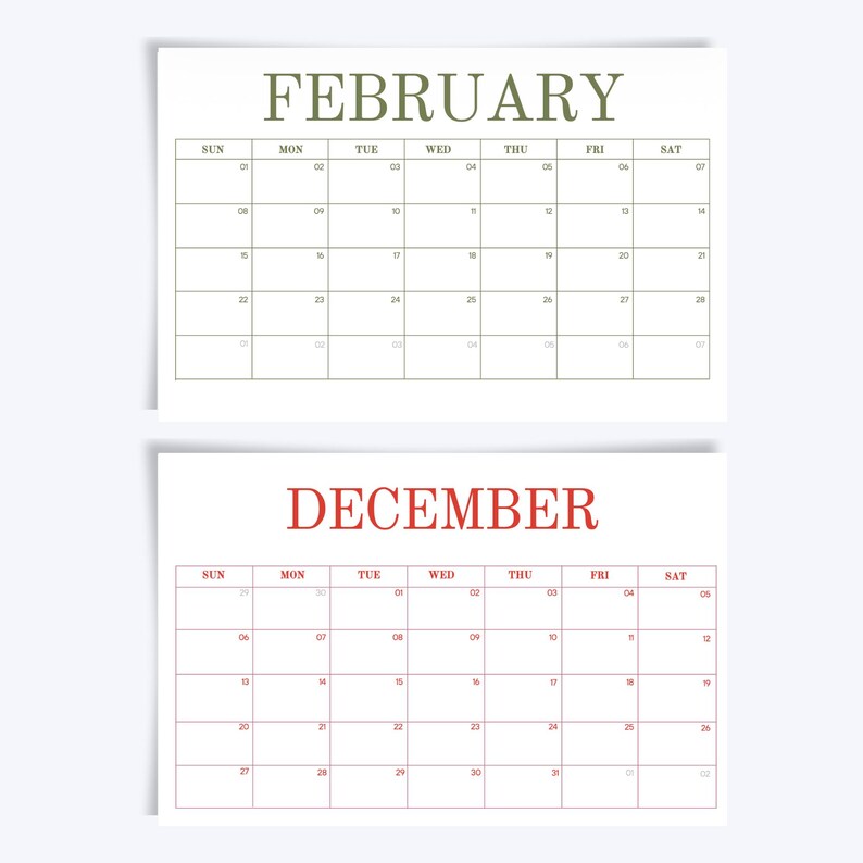 2026 Monthly Calendar: Landscape Planner (A4, A3, A5, US Letter ...