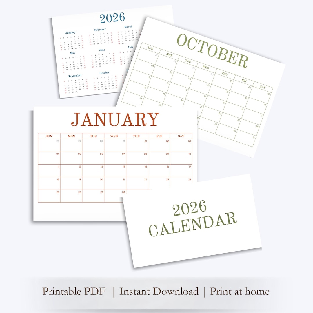 2026 Monthly Calendar: Landscape Planner (A4, A3, A5, US Letter ...