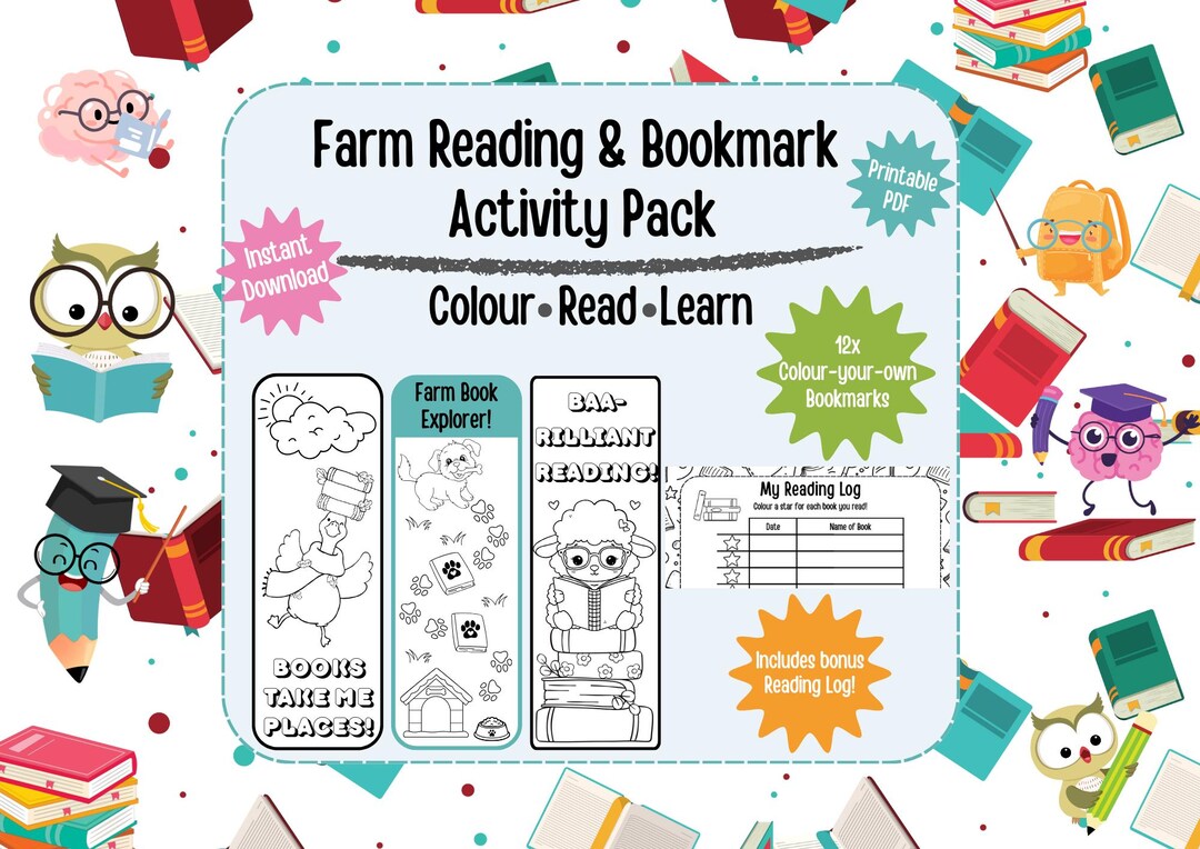 Farm Bookmark Activity Pack | Printable Kids Bookmarks, Reading Rewards ...