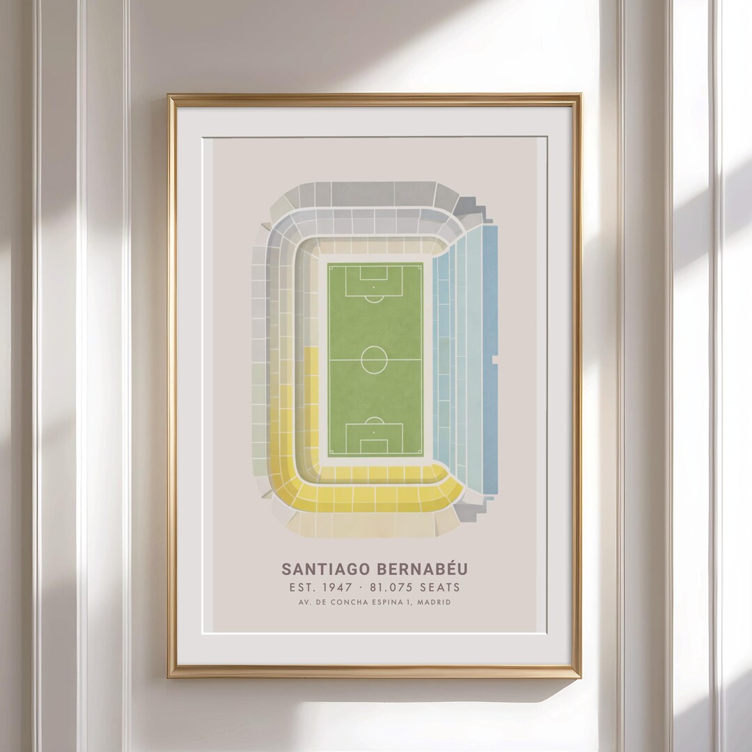 Santiago Bernabeu Stadium Art Print, Minimalist Real Madrid Gift - Etsy