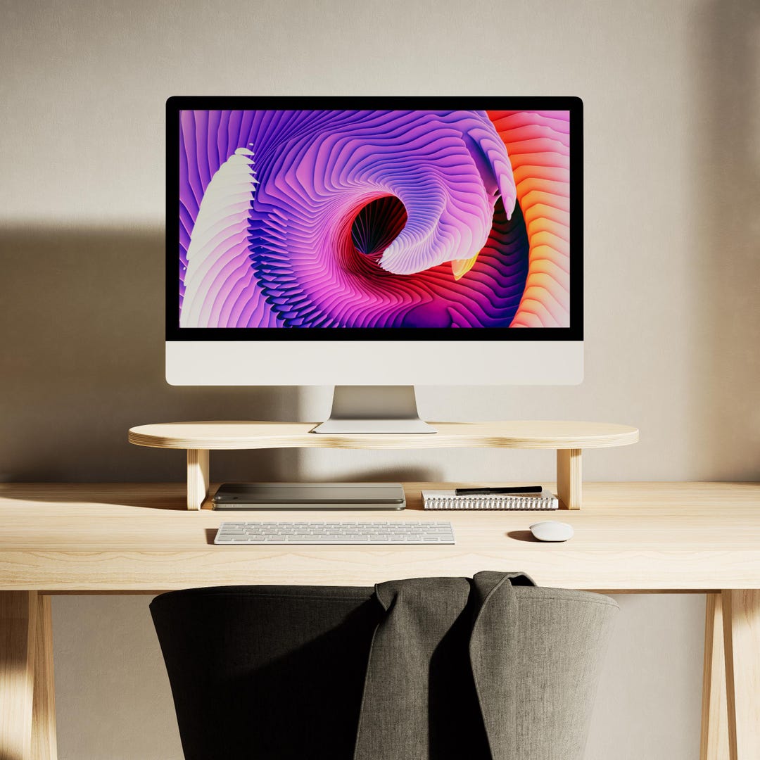 Birch Plywood Monitor Stand – Wooden Desk Organizer | Minimalist ...