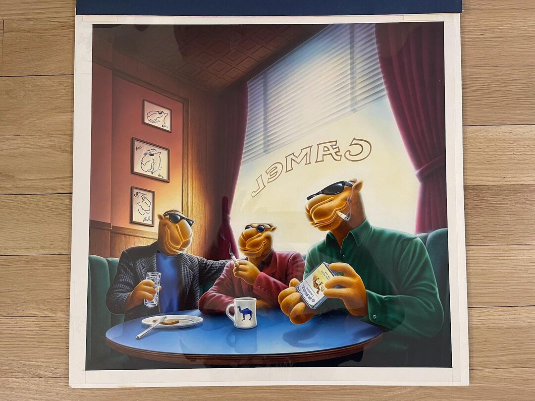 Joe Camel Original Artwork Illustration Advertising Camel Cigarette ...