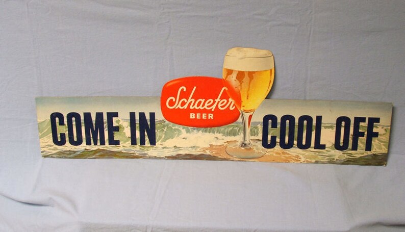 Schaefer Beer Brewery Breweriana Beach Large Cardboard Sign Display ...