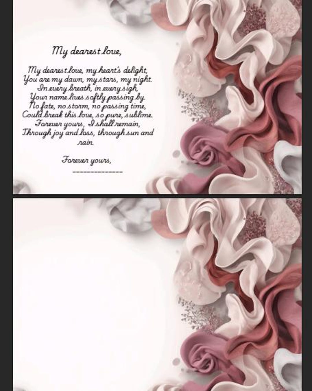 Folded Love Letters Set | Romantic Poem Cards (PDF Download A4 Size) - Etsy