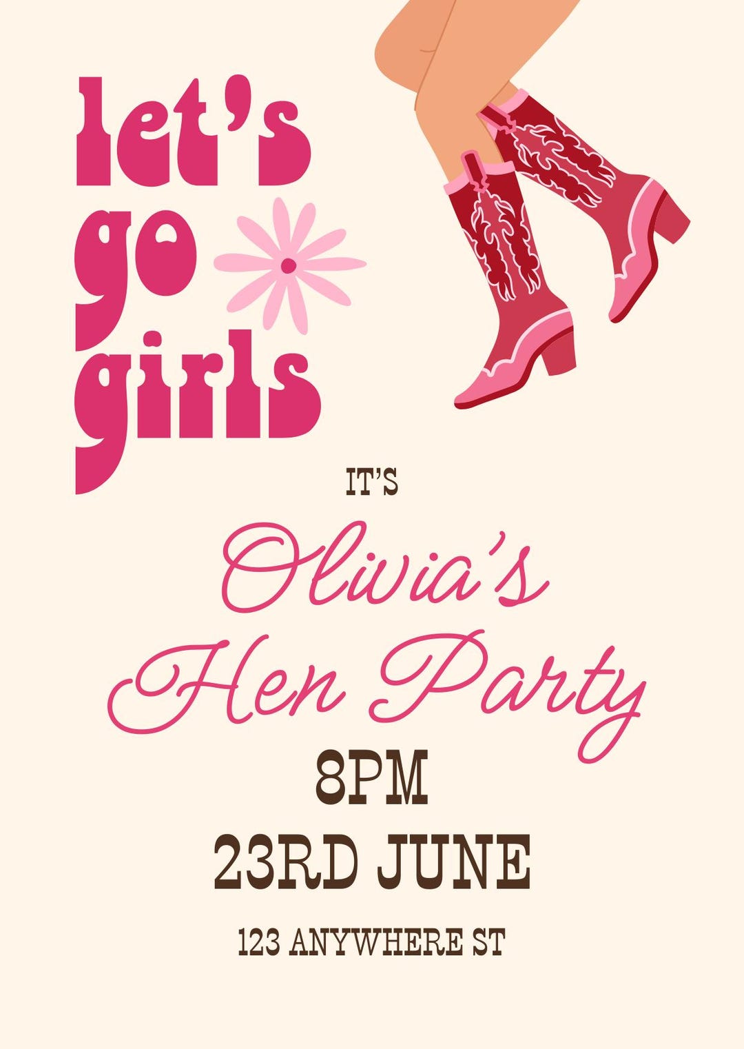 Hen Party Cowboy Themed Invite - Etsy