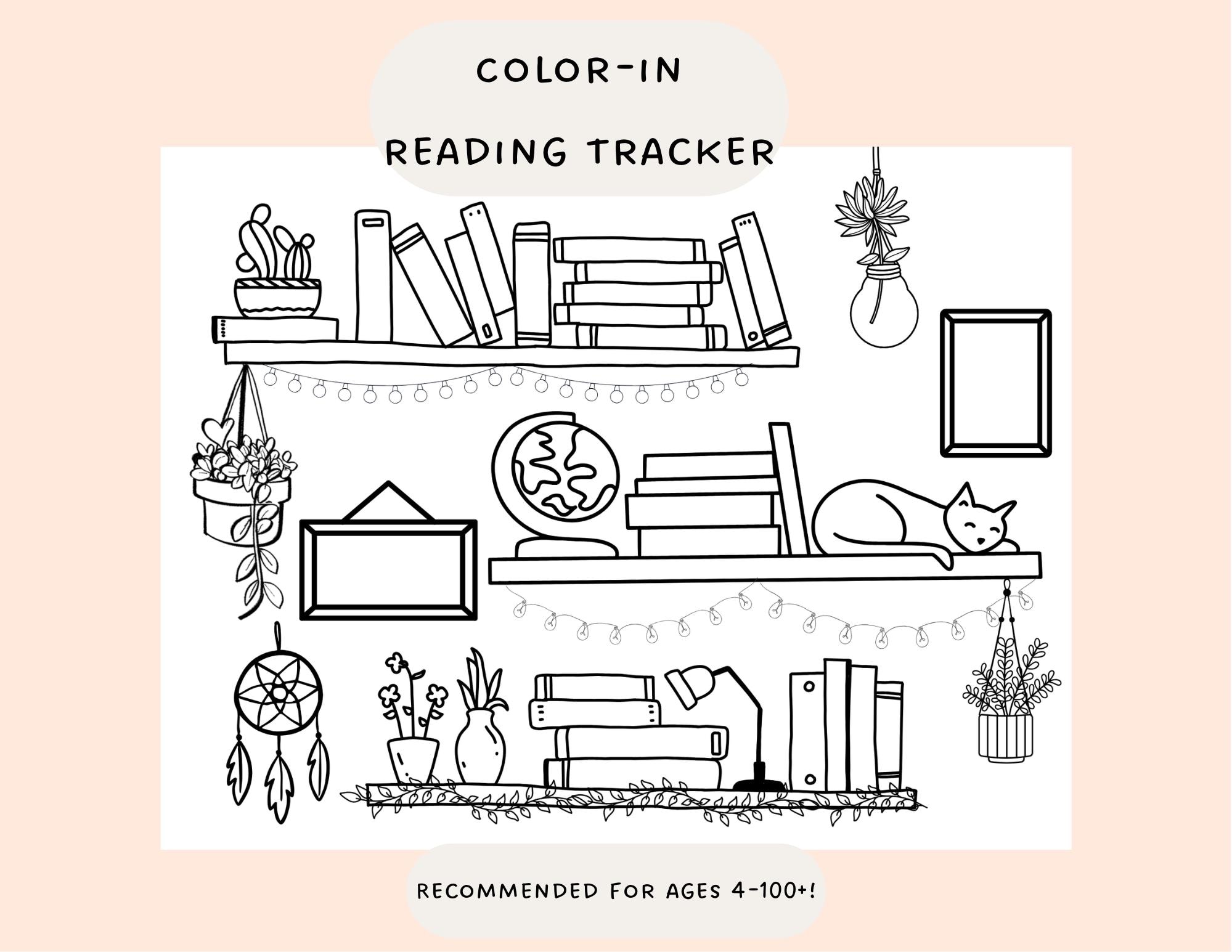 Printable Book Tracker | Reading Log | Book Shelf | Instant Download ...