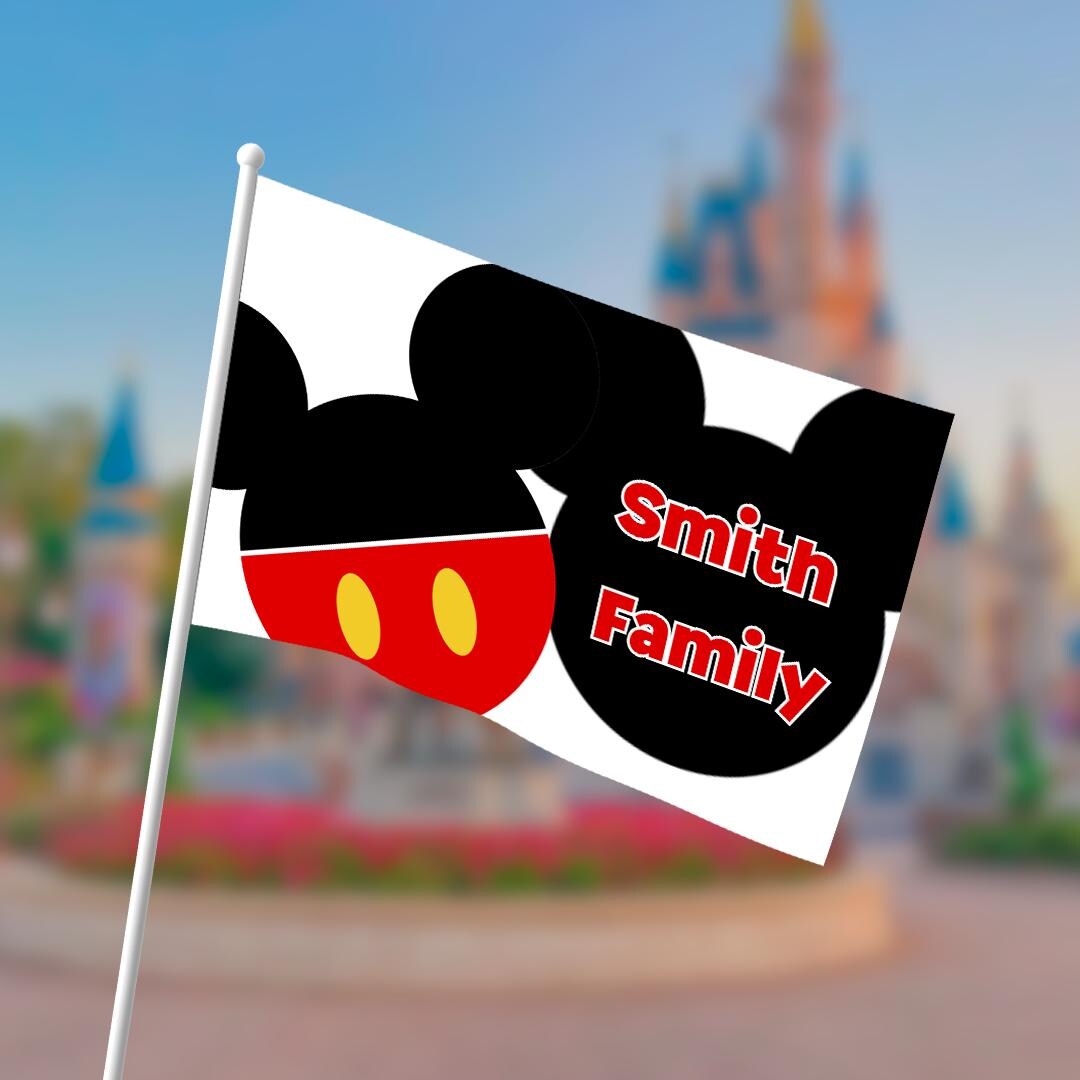 Personalized Mickey Mouse Stroller Flag | Disney Family Name Flag - Etsy