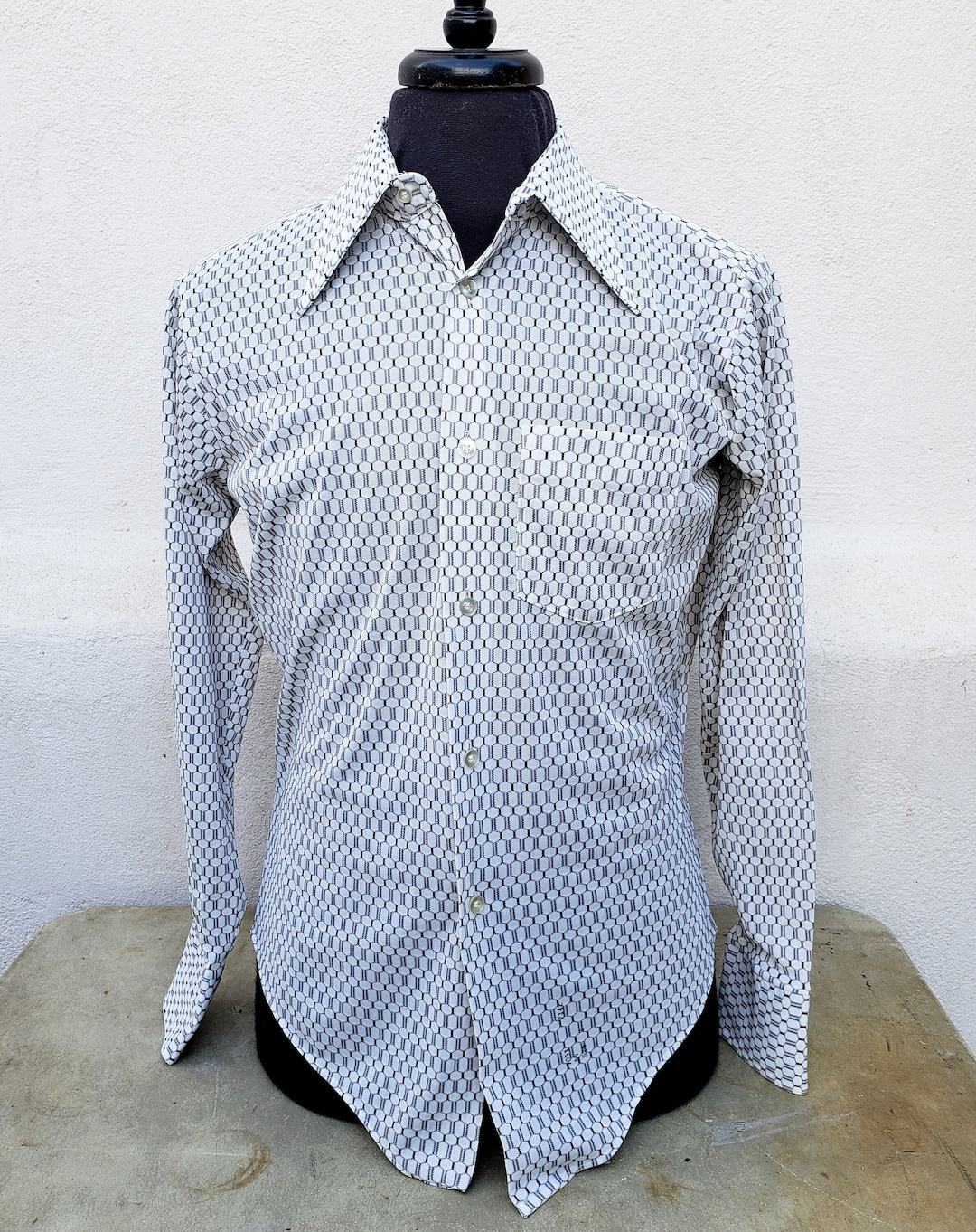 Desica Knits Mens Butterfly Collar Shirt in Slinky Nylon Vintage 70s - Etsy