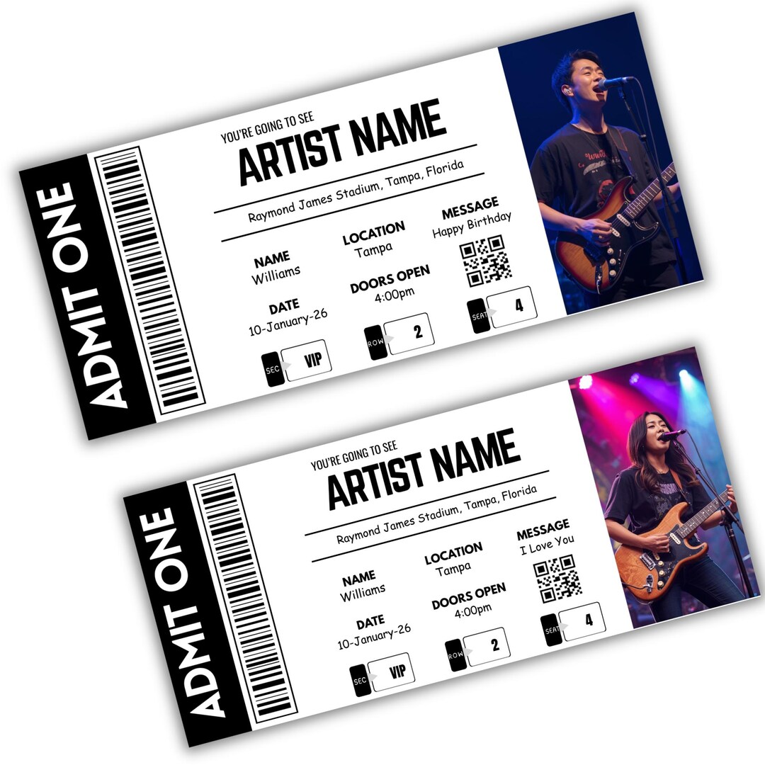 Editable Concert Ticket Template, DIY Surprise Event Gift (canva ...