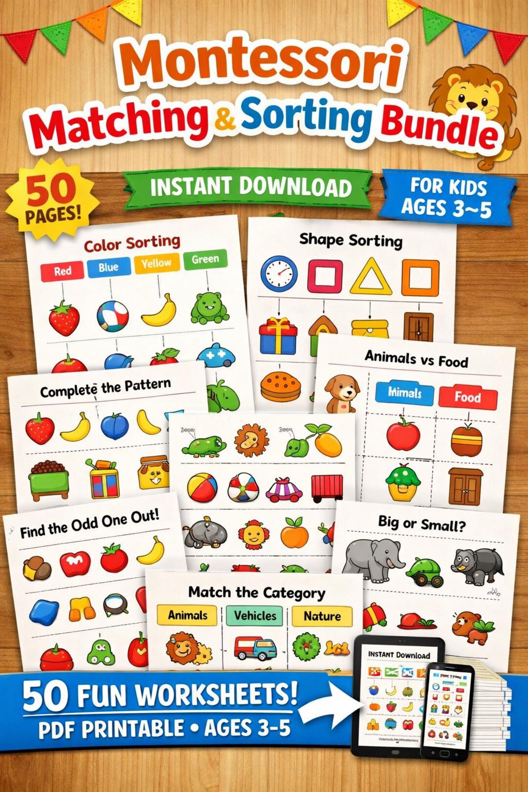Montessori Matching Sorting Worksheets | Preschool Learning Activities ...
