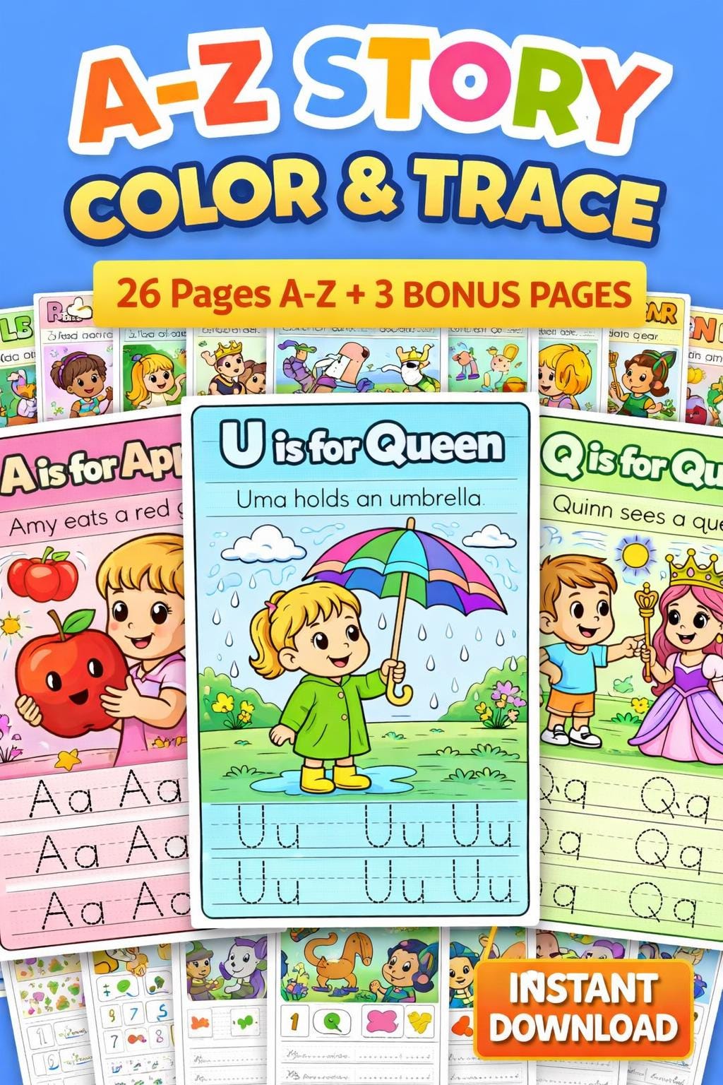 Preschool ABC Coloring & Tracing Story Book for Kids | Kindergarten ...