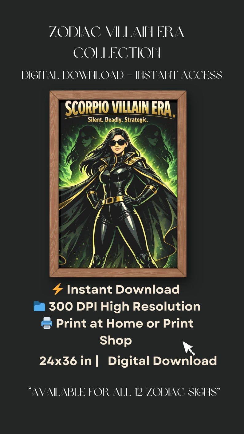 Buy Scorpio Villain Era Digital Zodiac Art | Printable Wall Poster ...