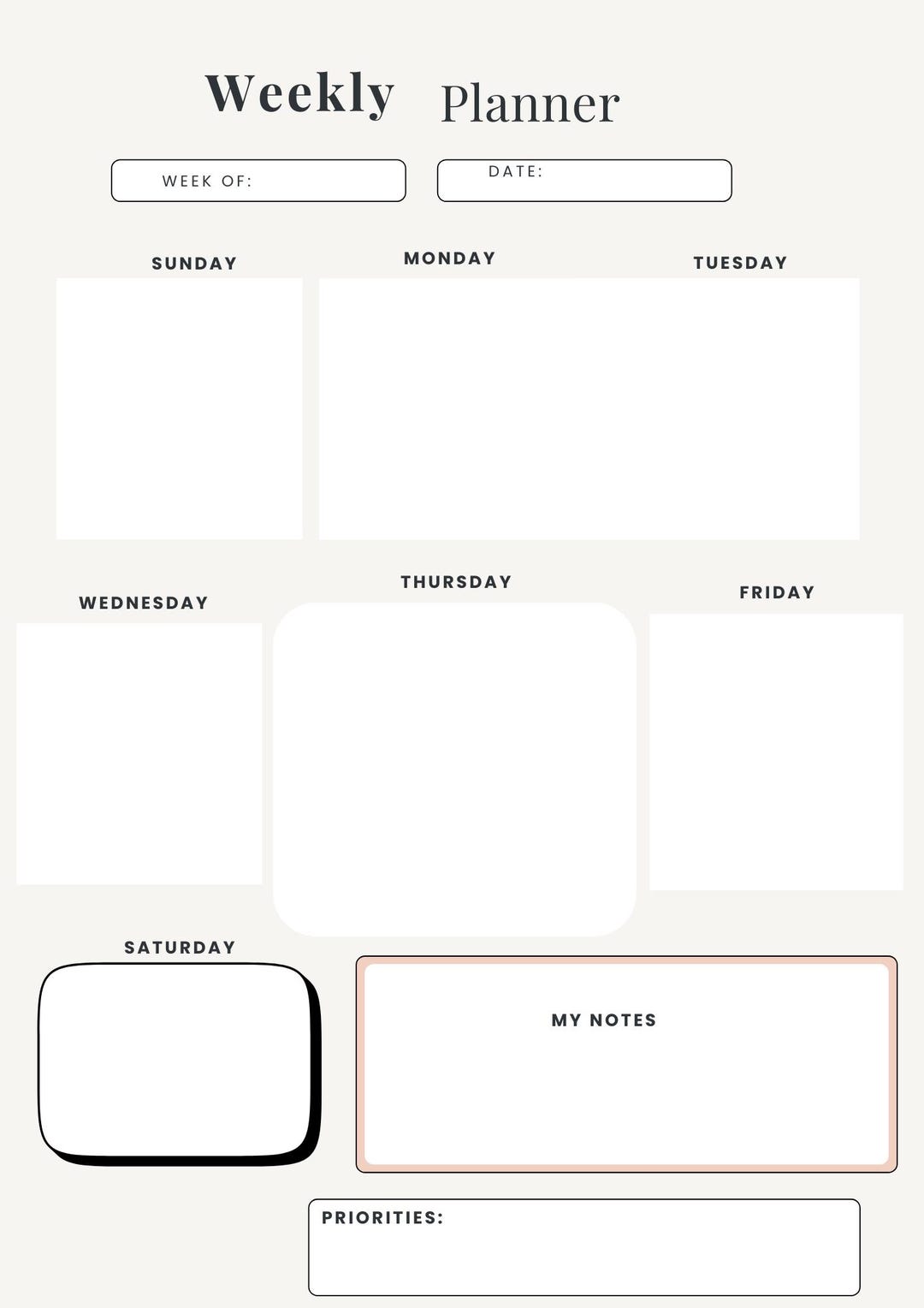 Editable Weekly Planner Printable | Minimal Weekly Schedule & To-do ...