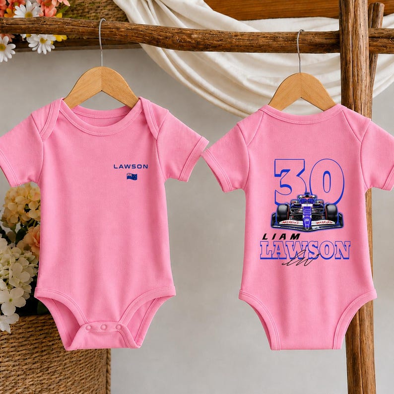 Liam Lawson 30 Kids Shirt | Formula 1 Blue Baby Bodysuit | Retro Grand ...