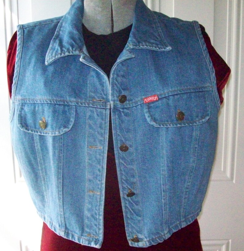 Vintage Denim Vest With Hand Painted Back Patch Vest US 100% Cotton ...