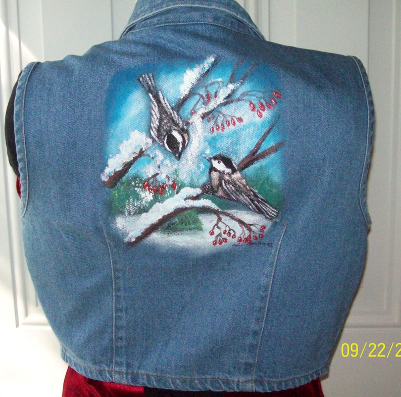 Vintage Denim Vest With Hand Painted OOAK Back Patch Vest 100% Cotton ...
