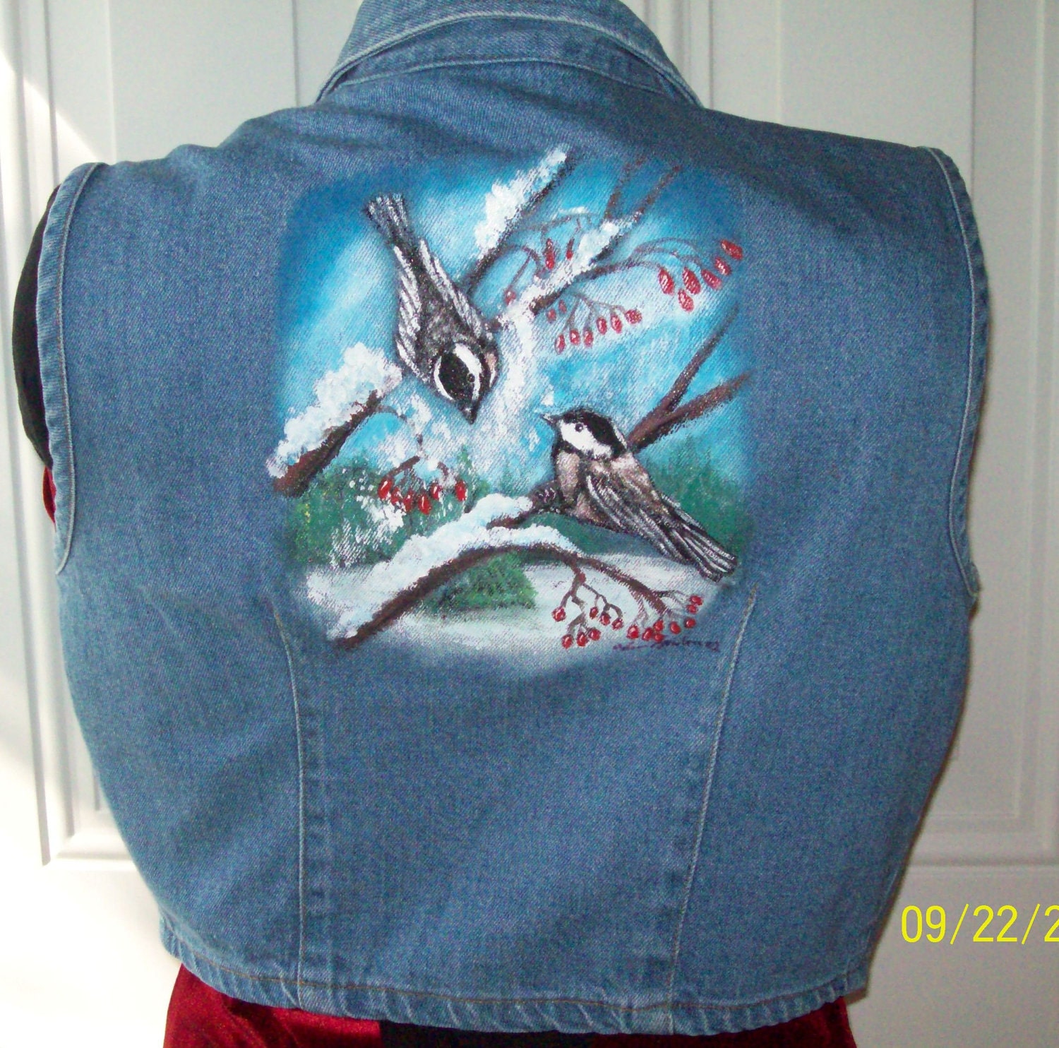 Vintage Denim Vest With Hand Painted OOAK Back Patch Vest 100% Cotton ...