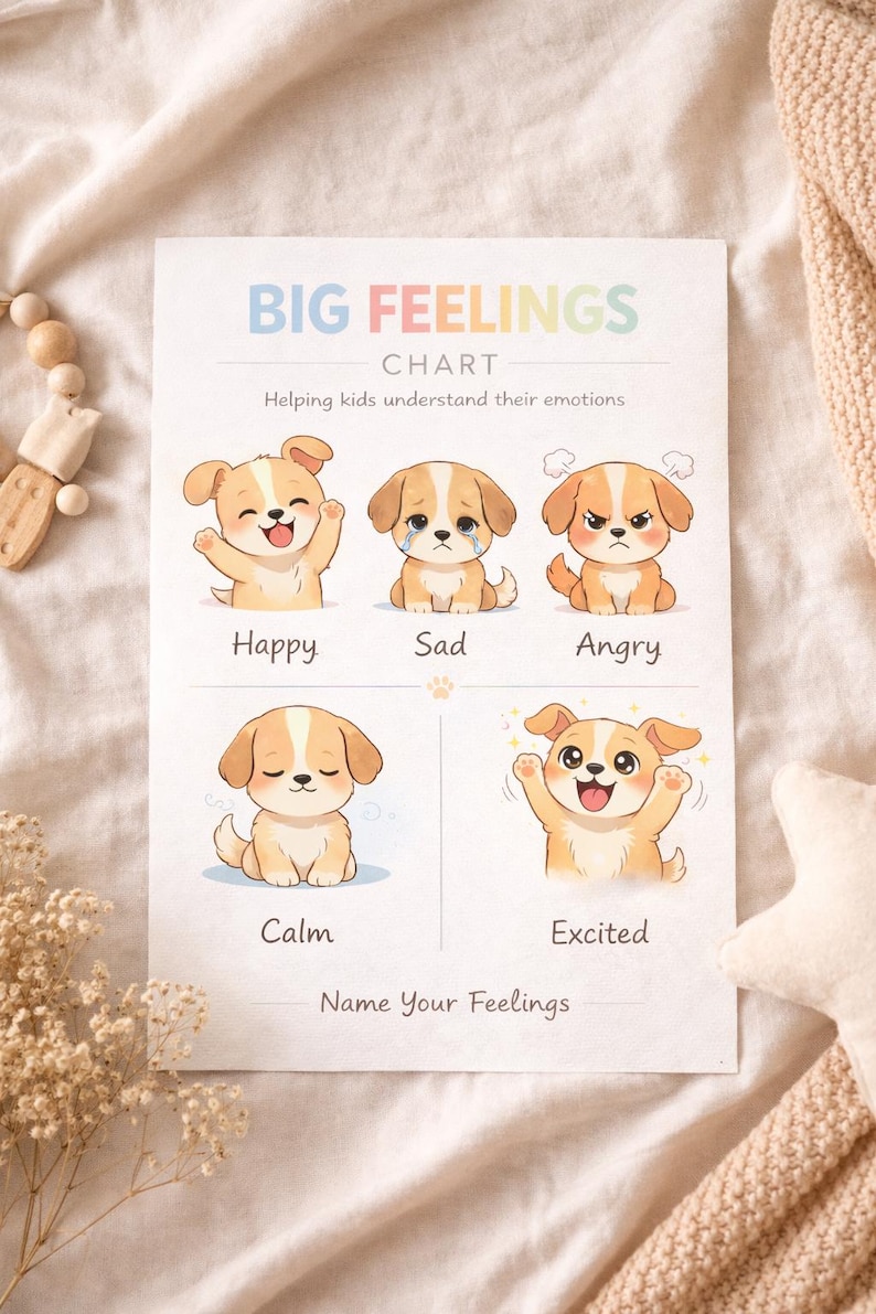 Puppy Feelings Chart Printable | Emotions Poster for Kids | Social ...