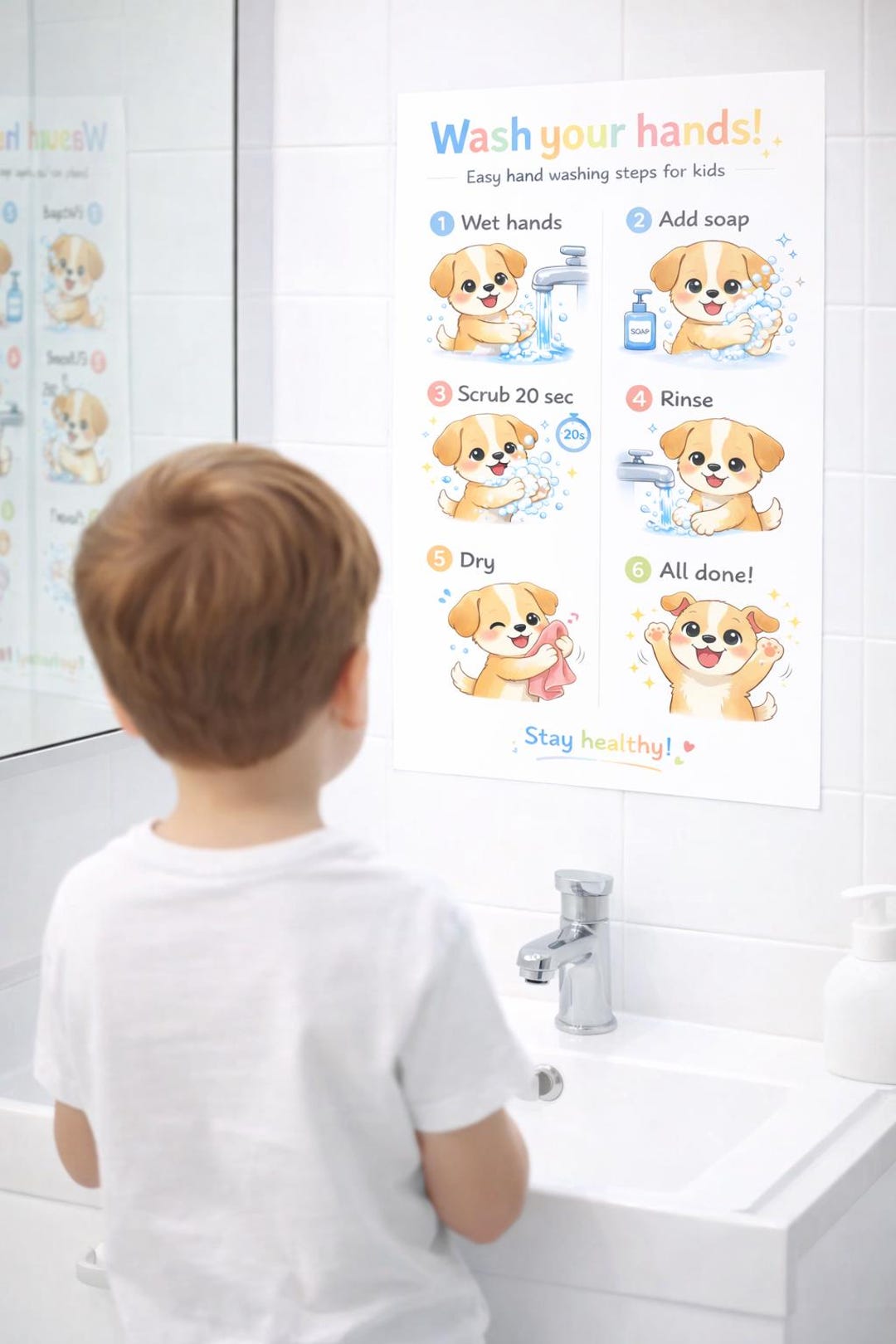 Hand Washing Poster for Kids Printable, Wash Your Hands Chart ...