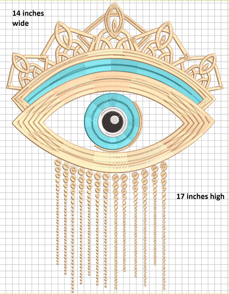 Luxury Evil Eye Embroidery Design, Gold Crown Abaya Pattern (digital ...