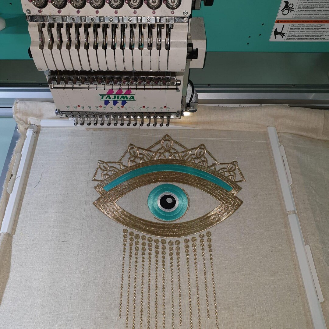 Luxury Evil Eye Embroidery Design, Gold Crown Abaya Pattern (digital ...