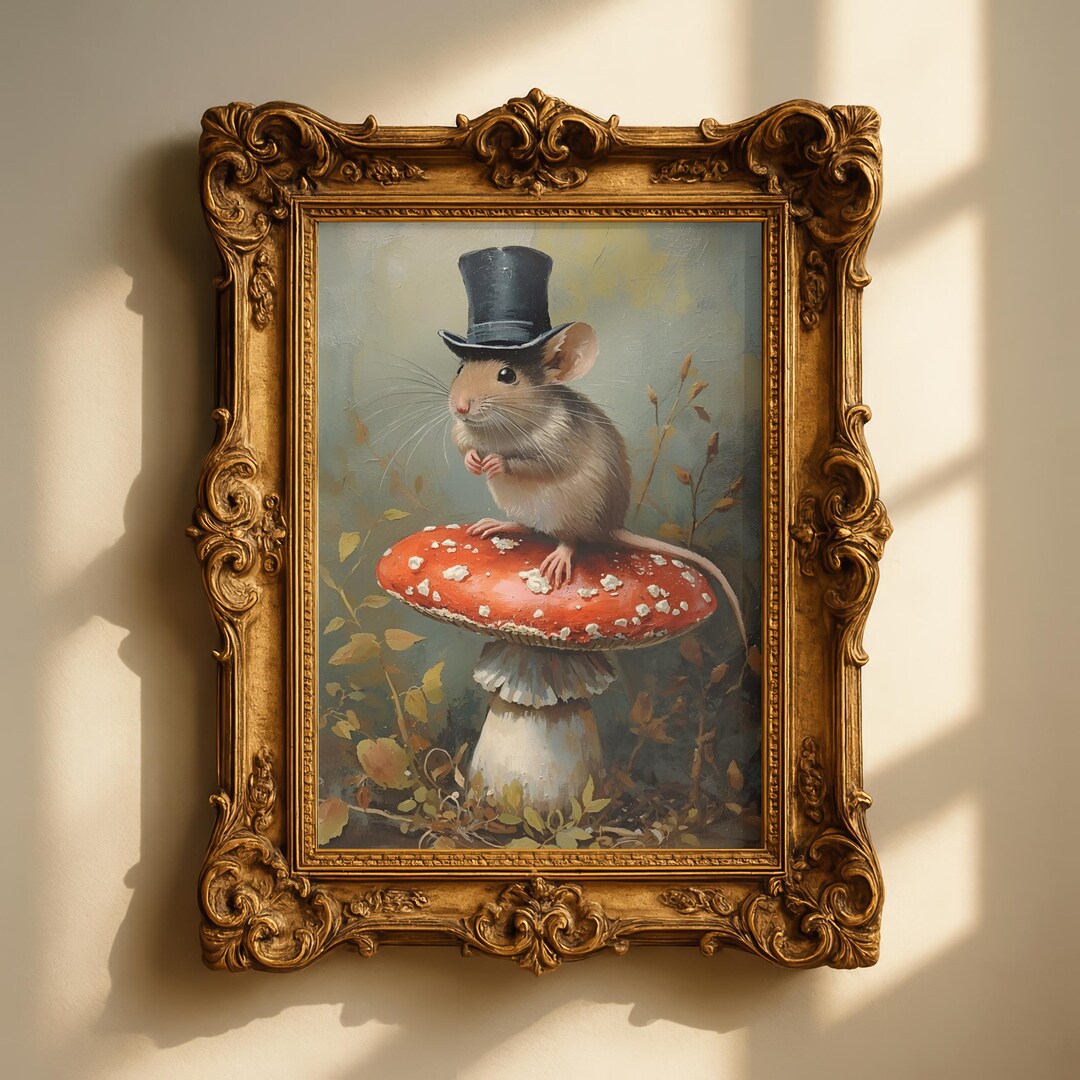 Mouse Toadstool Wall Art Print (digital Download) Printable Home Decor ...
