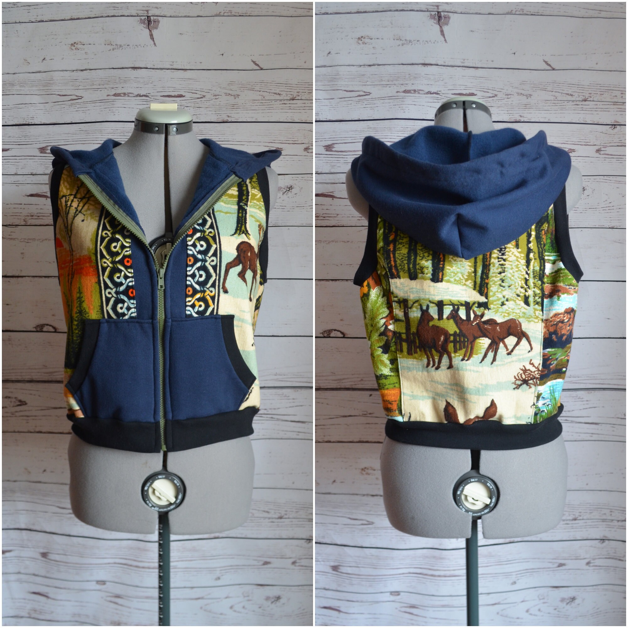 Vintage Velvet Upcycled Deer Tapestry Fall Vest Size Small - Etsy
