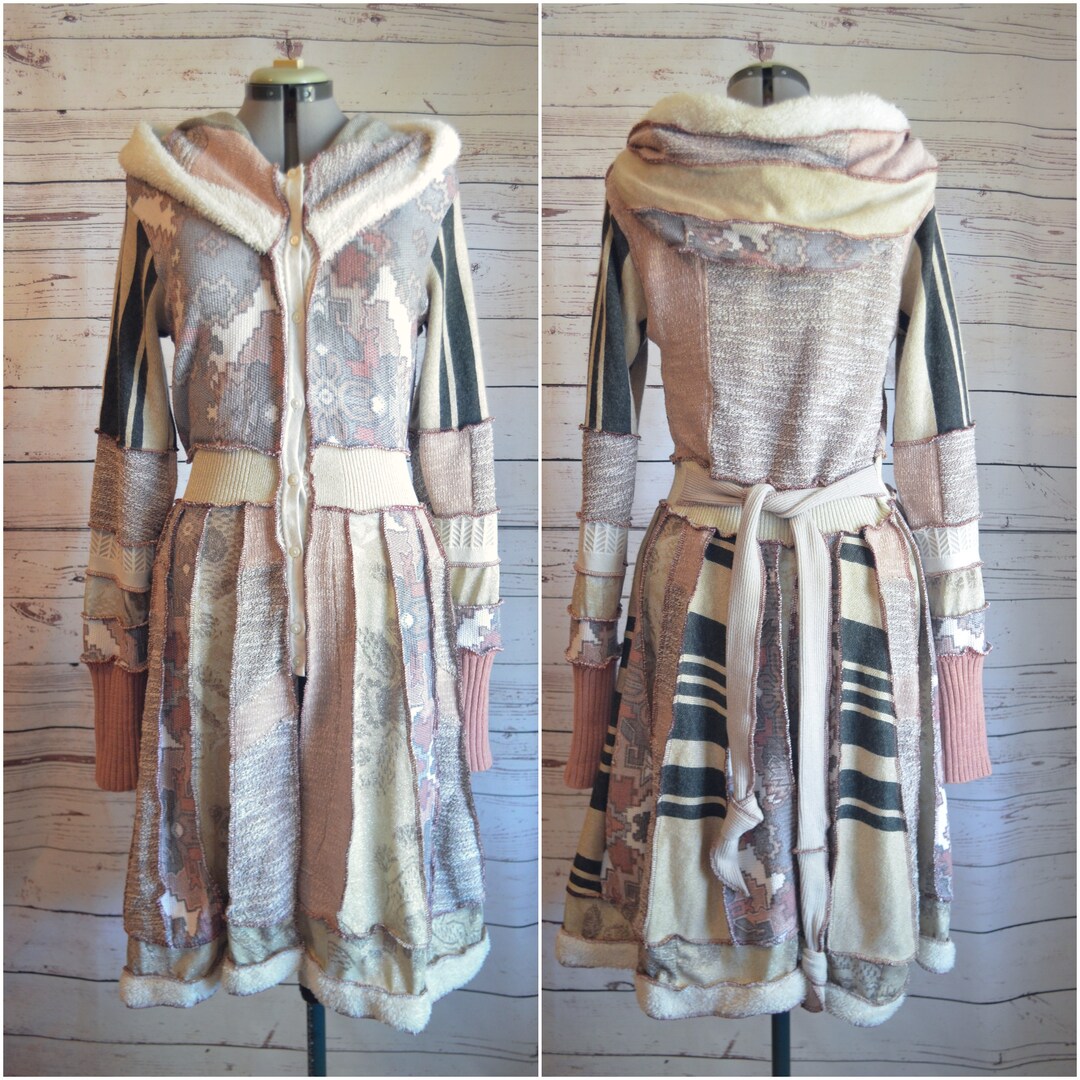 Gold and White Upcycled Katwise Sweater Coat Small/medium - Etsy