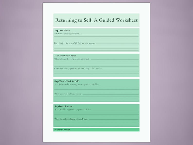 IFS Parts Work Worksheet Printable | Self Reflection Therapy Guide ...