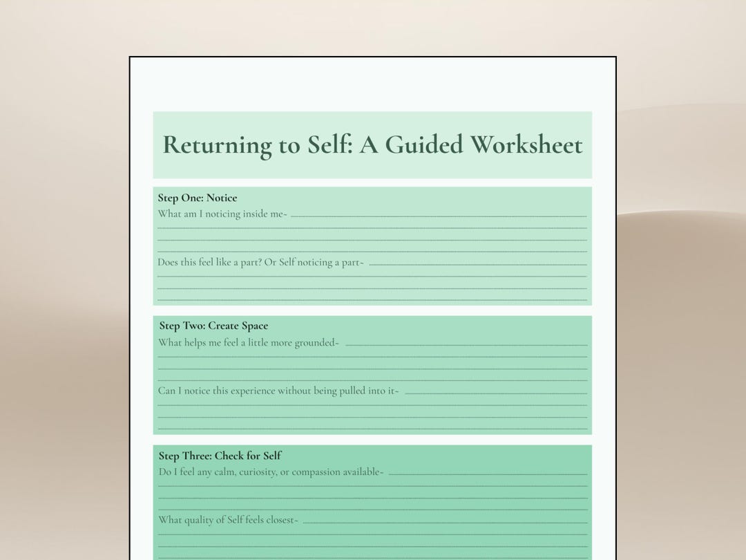 IFS Parts Work Worksheet Printable | Self Reflection Therapy Guide ...