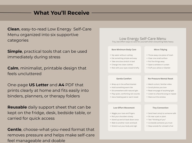 Comfort Skills Menu Printable | Self Care & Emotional Support Worksheet ...