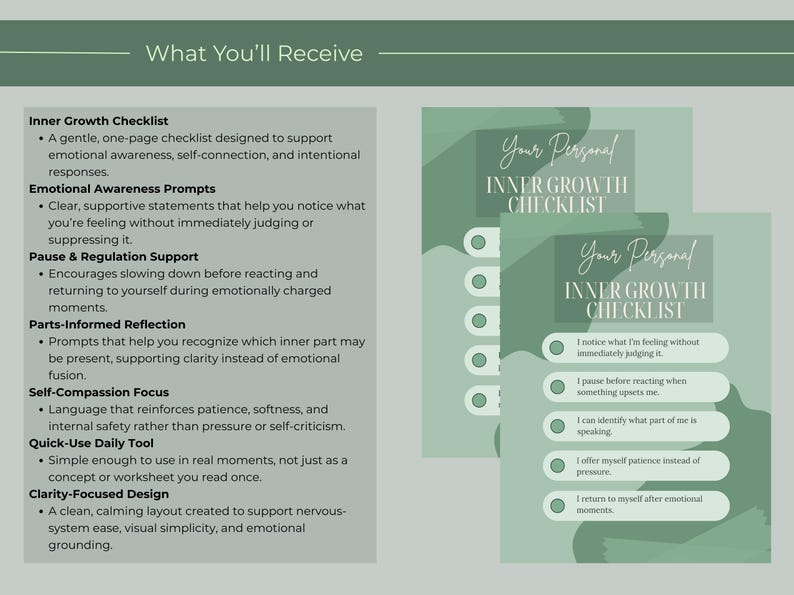 Inner Growth Checklist | Ifs-inspired Emotional Awareness & Self ...