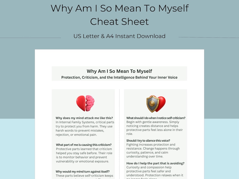 CPTSD Why Am I so Mean to Myself Cheat Sheet | IFS Inner Critic IFS - Etsy