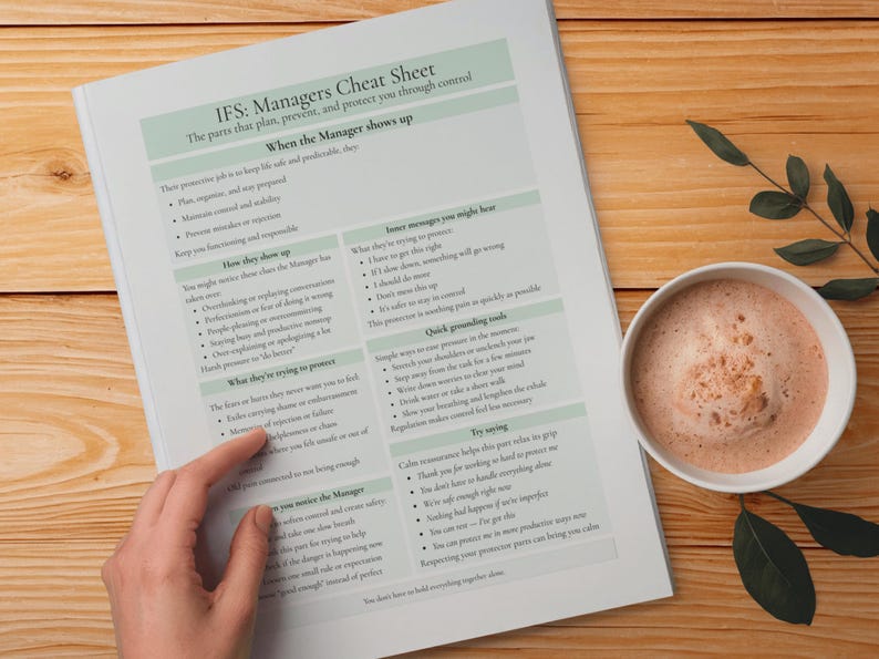 IFS Managers Worksheet Printable | Emotional Regulation & Coping Skills ...
