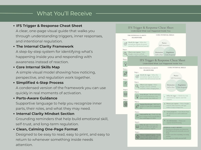 Trauma Trigger & Response Worksheet | Parts Work Emotional Regulation ...