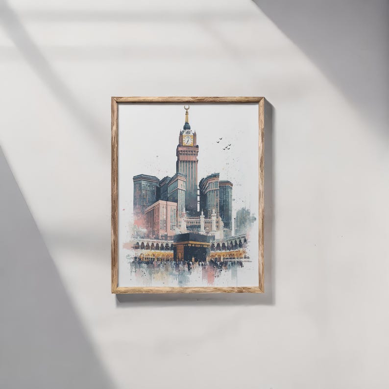Mecca Kaaba Art Print, Islamic Wall Decor, Holy Mosque Painting ...