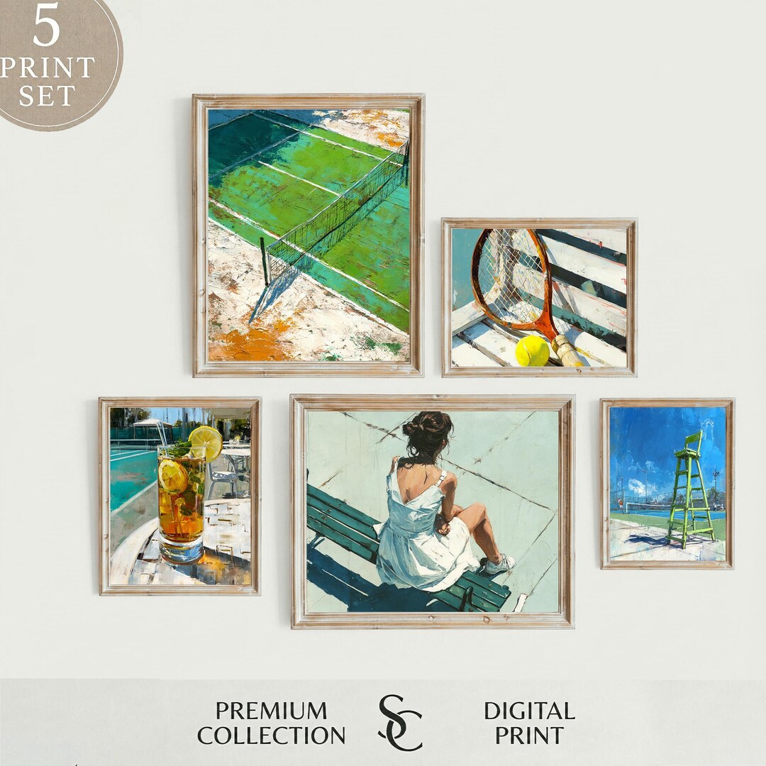 Tennis Wall Art Set Preppy Sport Decor Country Club Print Vintage ...