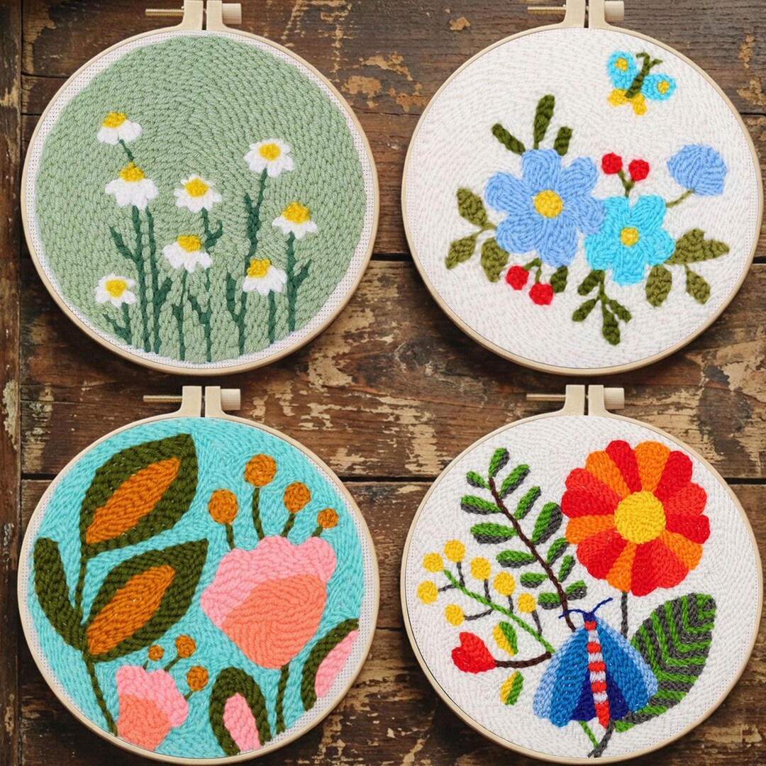 Fresh Daisy Punch Needle Kit Beginner, DIY Material Package, DIY Craft ...