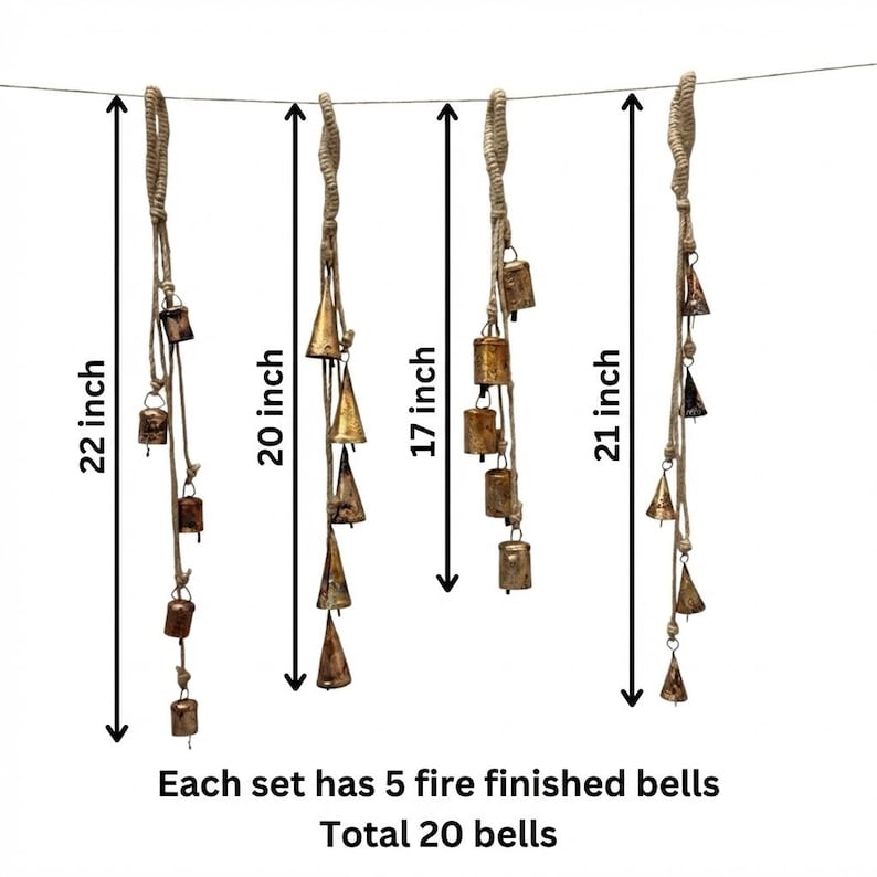 Antique Hanging Bell Cluster | Vintage Iron and Small Brass Bells ...