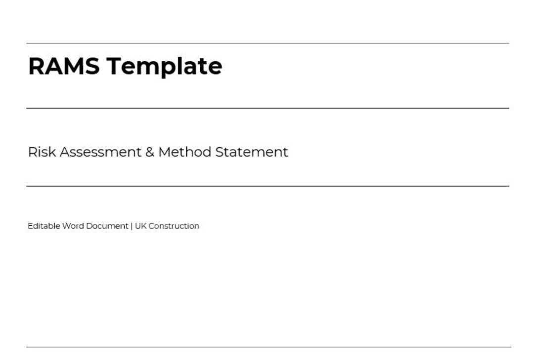 RAMS Template | Risk Assessment & Method Statement Structure | Editable ...