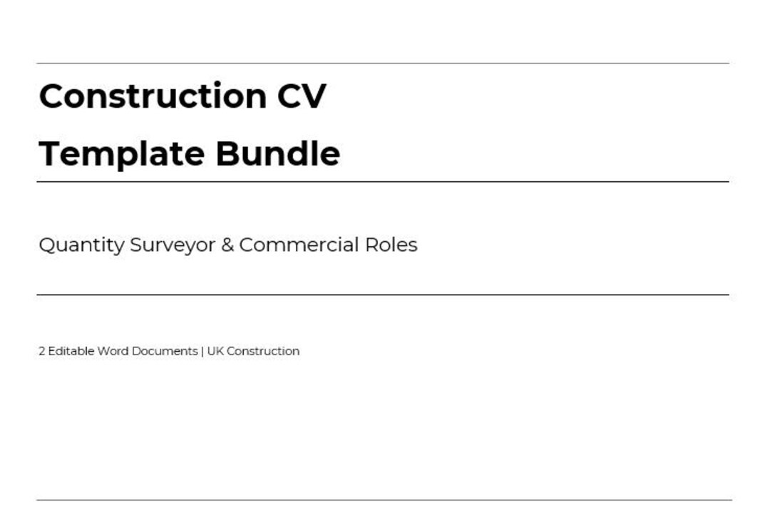 Construction CV Template Bundle | Quantity Surveyor & Commercial Roles ...