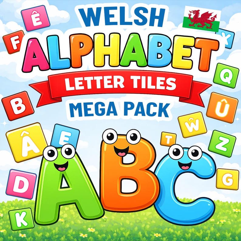 Welsh Alphabet Letter Tiles – Printable PDF & PNG Mega Pack | Prek, Pre ...