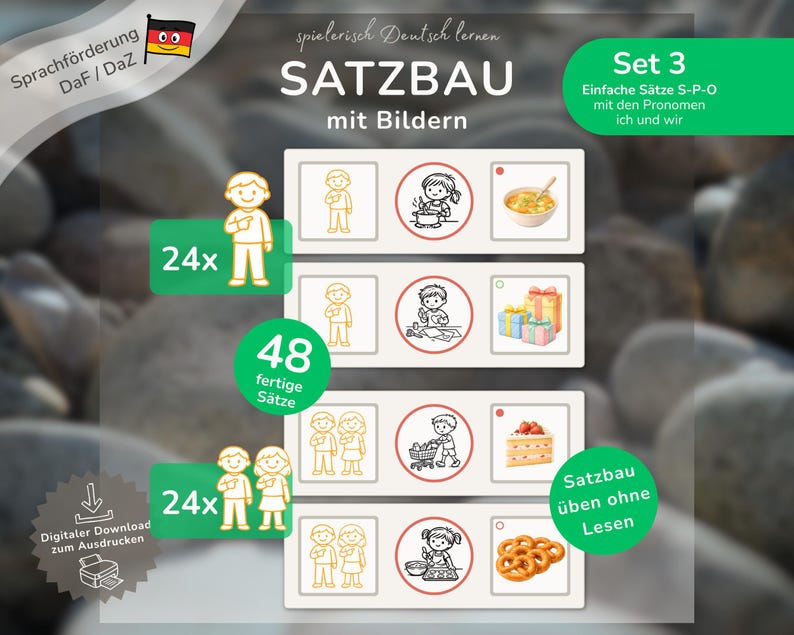 Sentence Structure With Pictures Set 3 | German as a Second Language ...