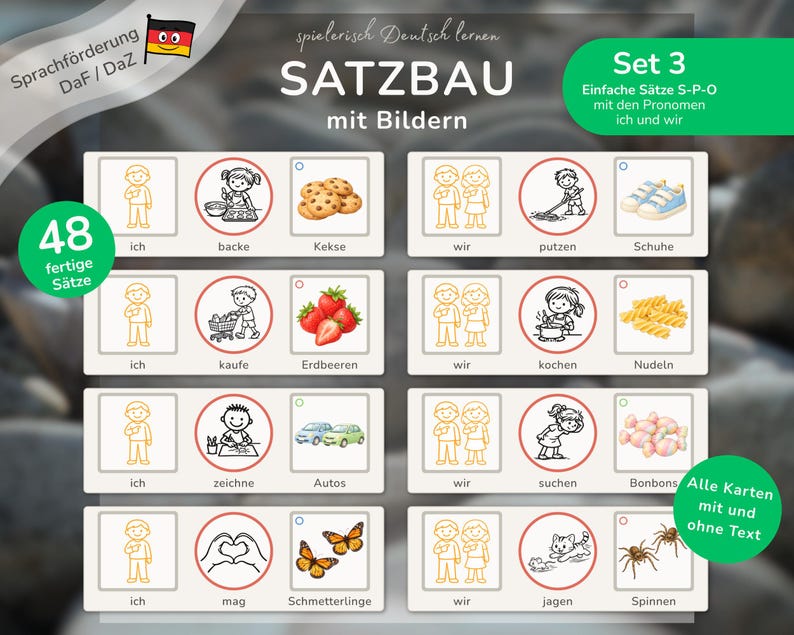 Sentence Structure With Pictures Set 3 | German as a Second Language ...