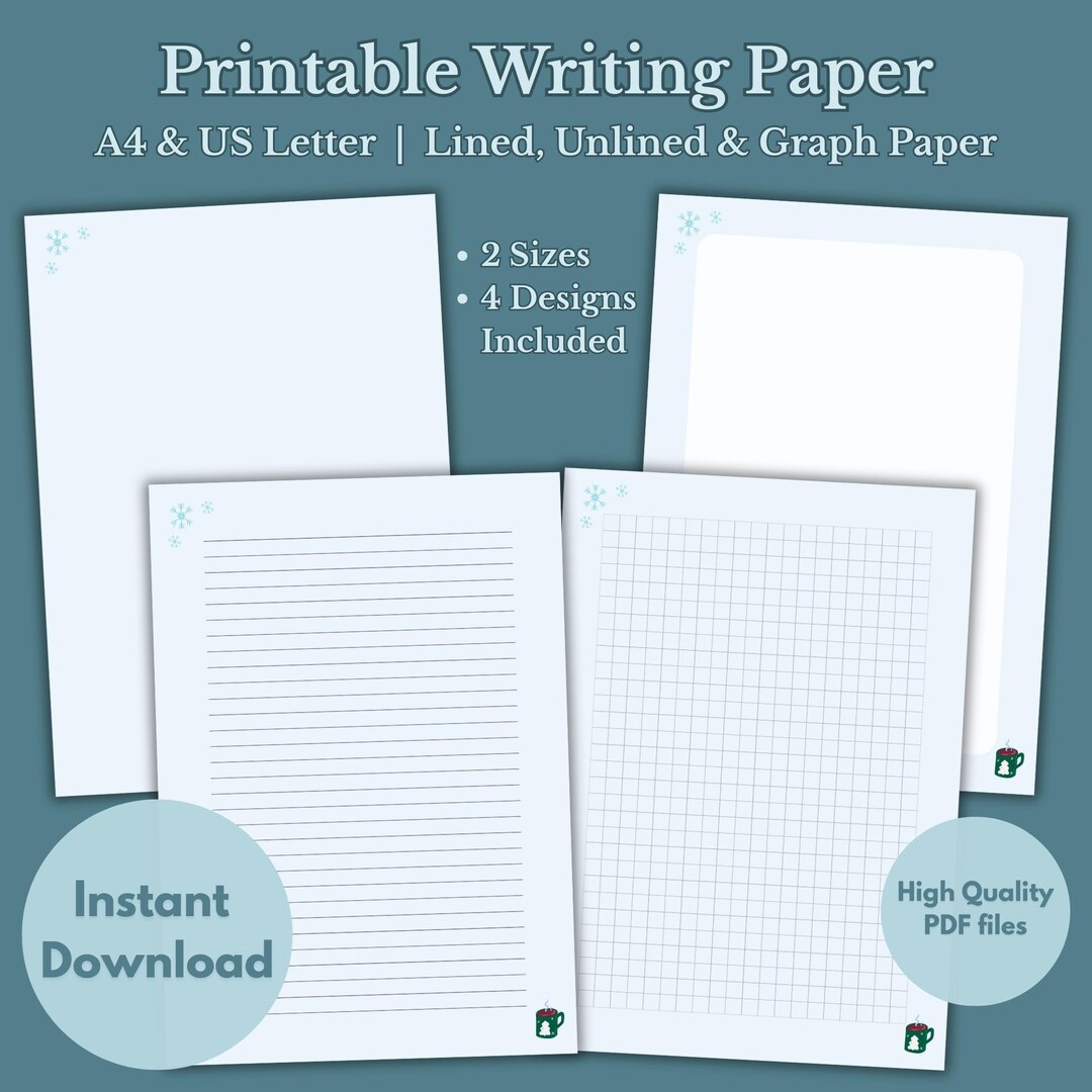 Printable Winter Writing Paper, Cozy Seasonal Stationery Set, Lined ...