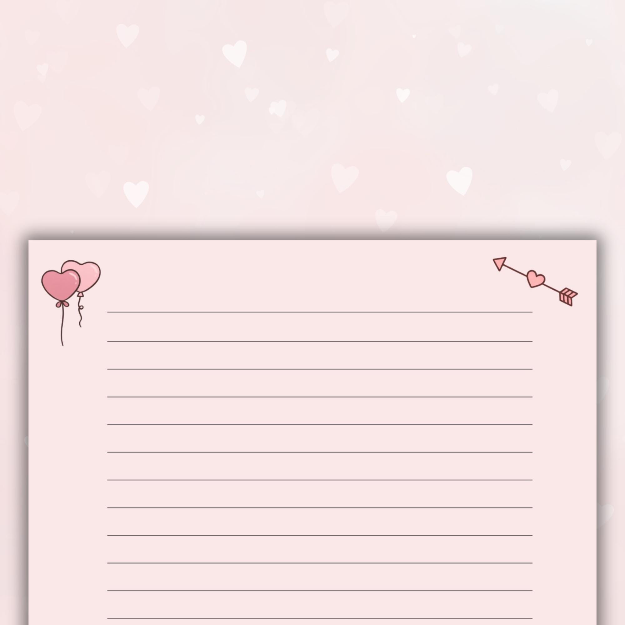 Pink Valentine's Day Writing Paper Set, Lined & Unlined (digital ...
