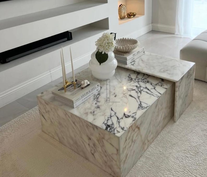 Calacatta Marble Block Coffee Table - Etsy