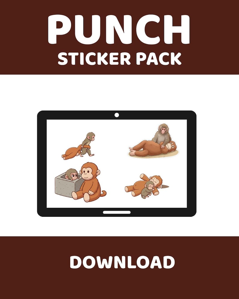 Punch the Monkey Sticker Pack | Digital Stickers, PNG SVG (digital ...