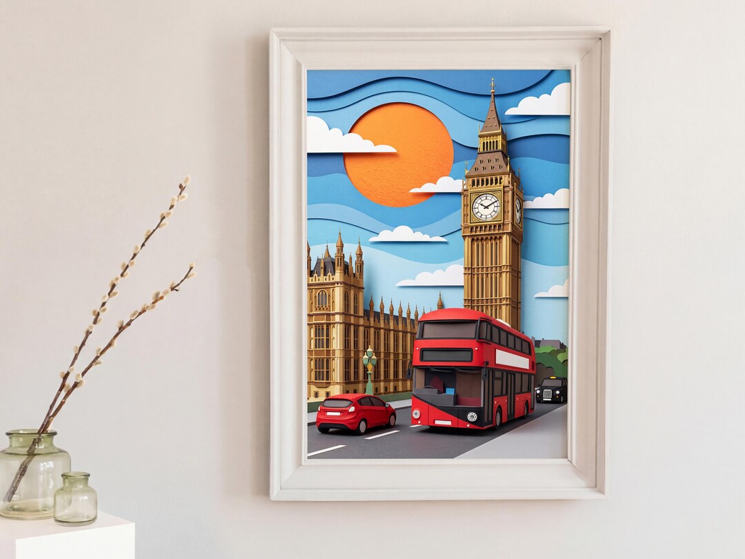 London Diorama Wall Art 3D Big Ben Paper Cut City Print Decor - Etsy